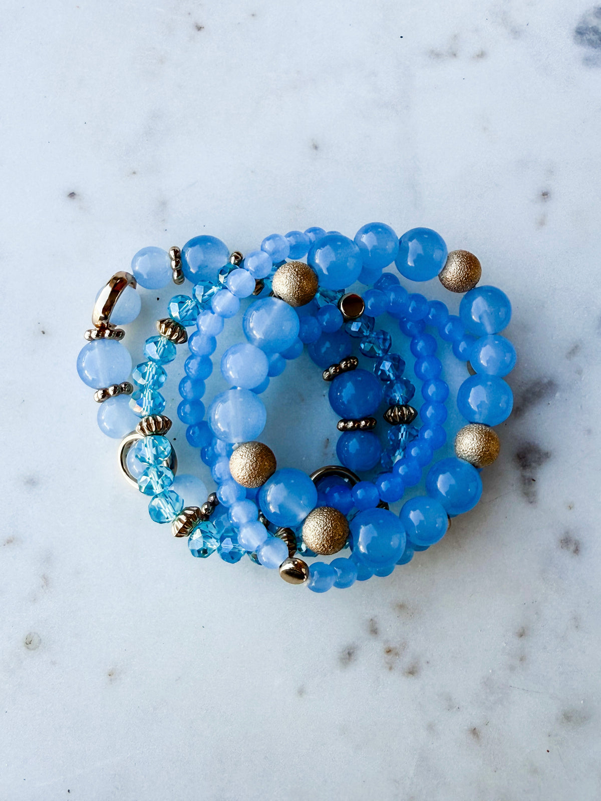 Delightful Touch Multi Bead Bracelet Set-Aqua — Ruthie Grace